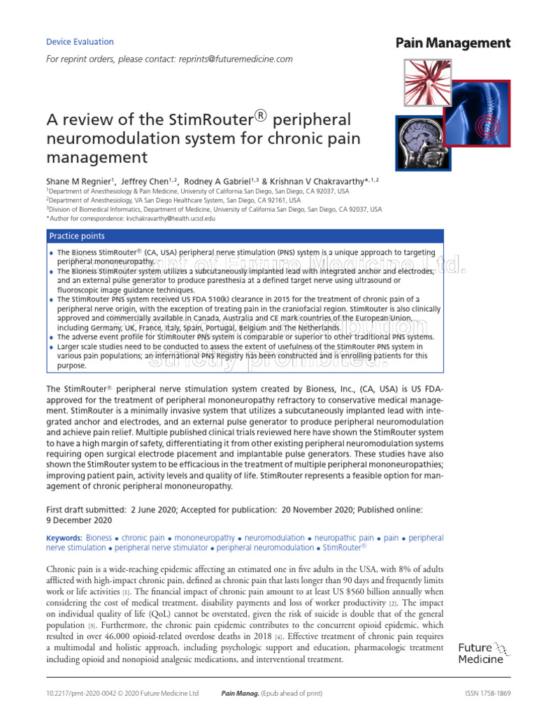 Future Pns Review of Stimrouter | PDF | Peripheral Neuropathy | Pain