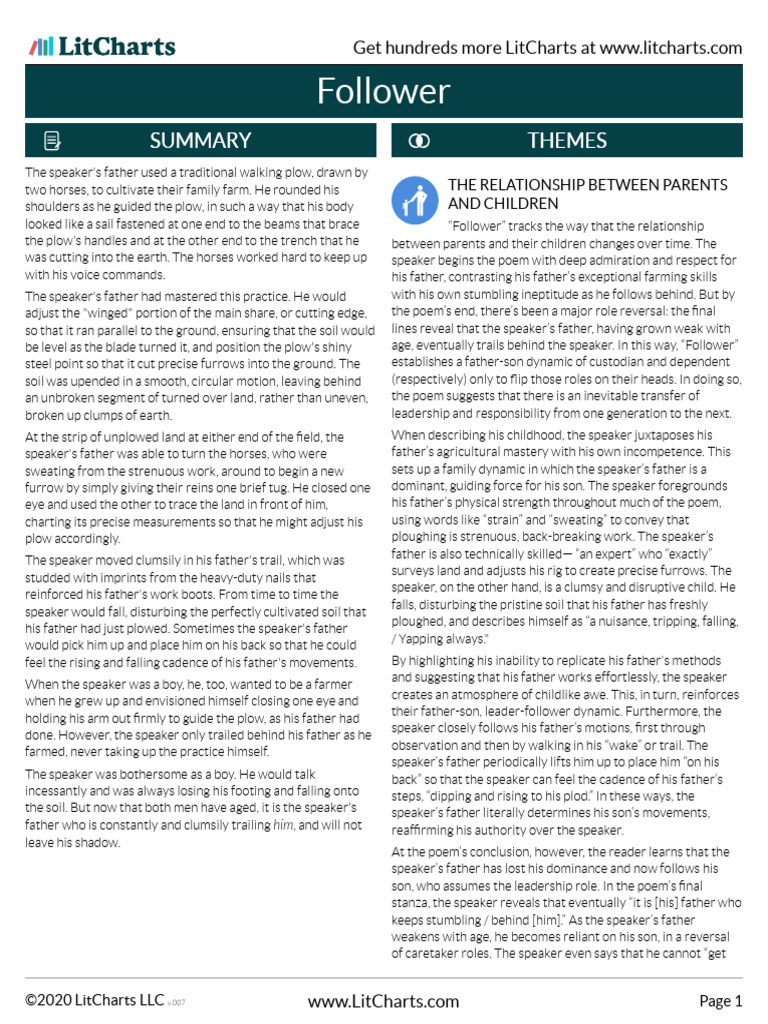 Follower Lit Charts | PDF | Metre (Poetry) | Plough