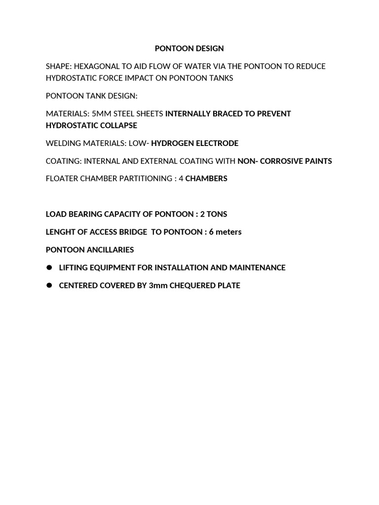 Hexagonal Pontoon Design Specifications | PDF