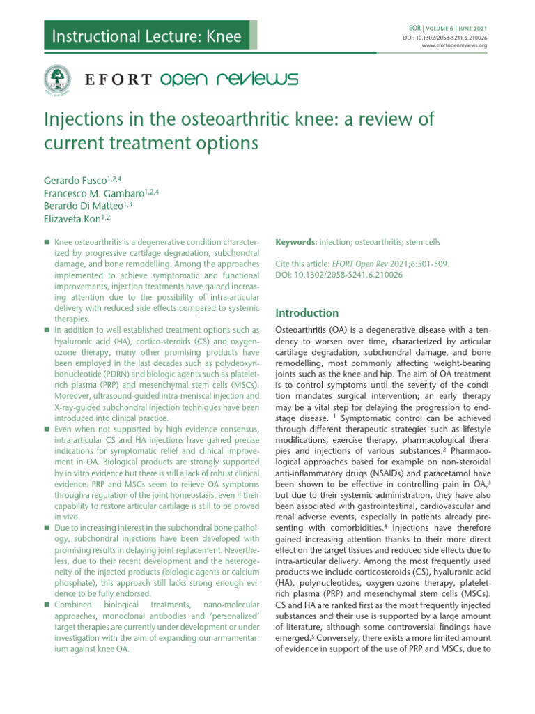 Knee Injections - Review 2021 | PDF | Mesenchymal Stem Cell ...