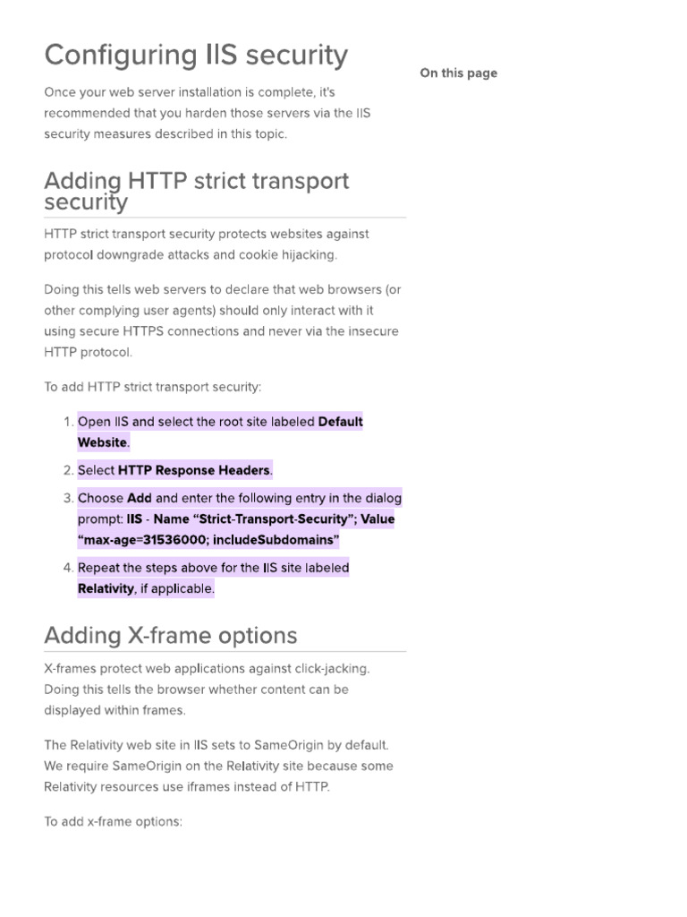 Configuring IIS security | PDF