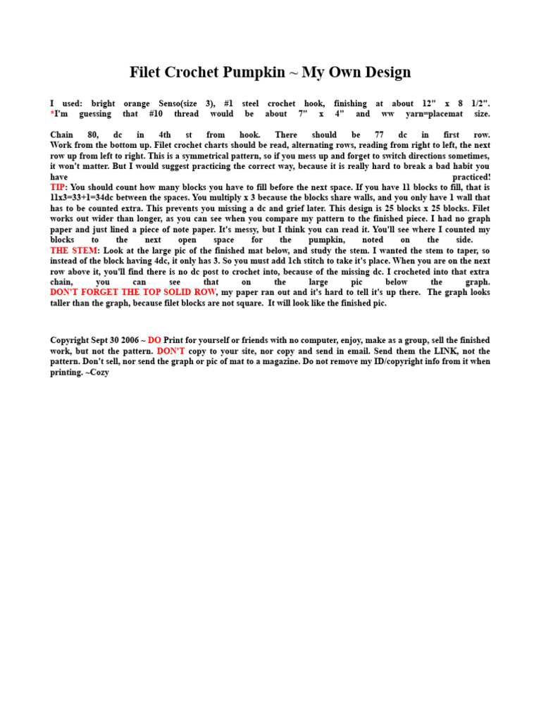 Filet Crochet Pumpkin My Own Design | PDF | Crochet