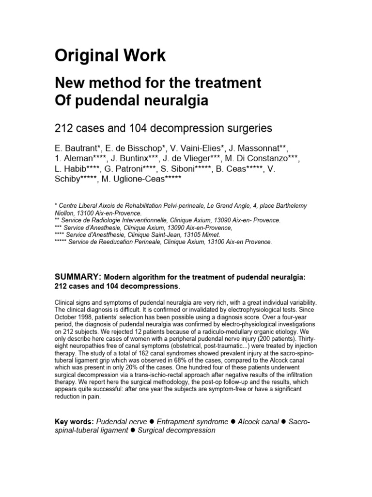 PUDENDO - Original - Work - New - Method - For - The - Treatment of ...