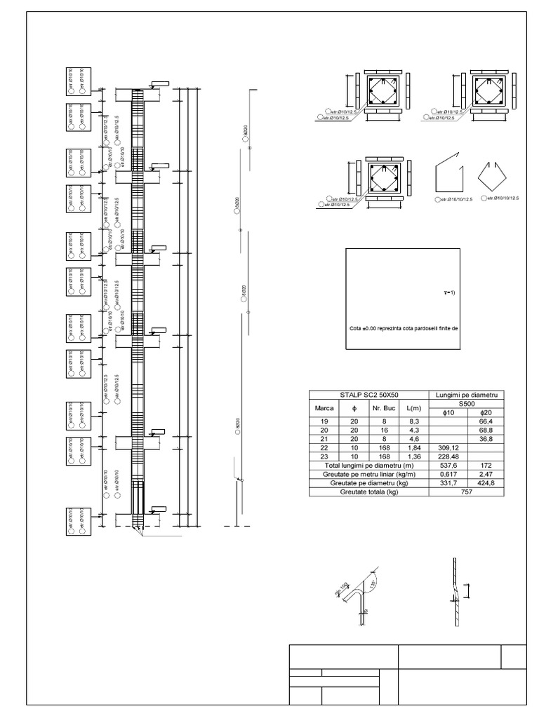 Plan Cofraj Armare Stalp | PDF