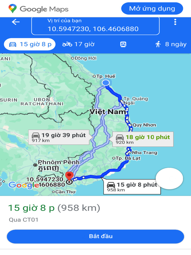 Xem Đường Đi - Vị Trí Của Bạn Đến 10.5947230, 106.4606880 - Google Maps | PDF