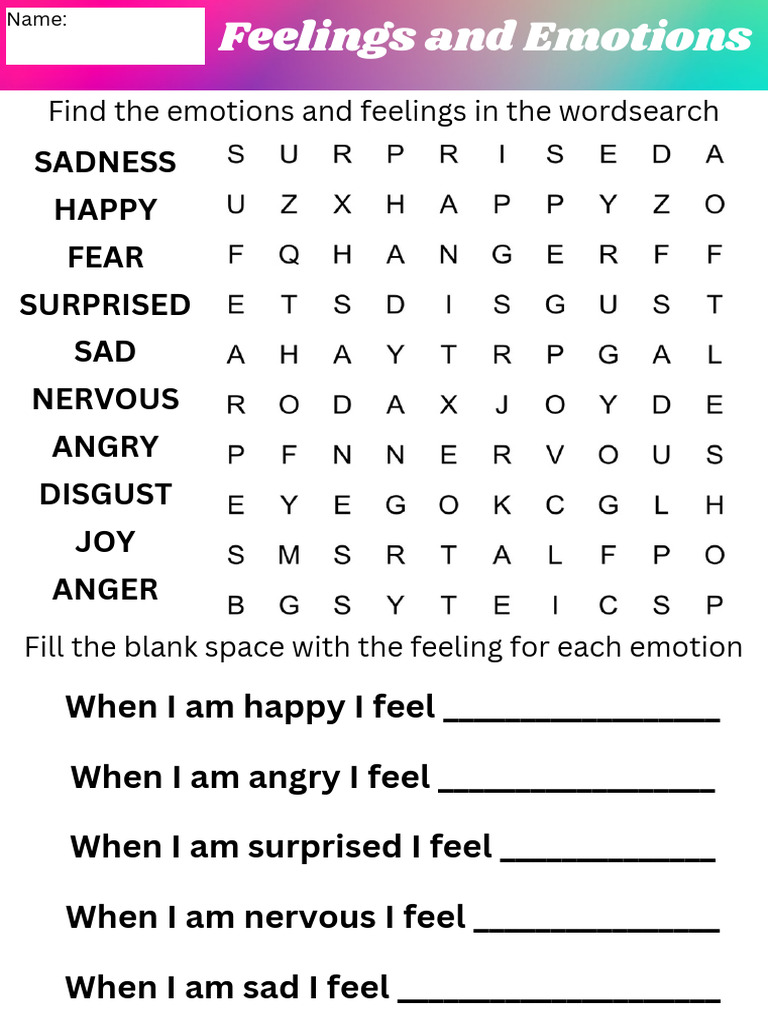 Feelings Emotions Worksheet | PDF