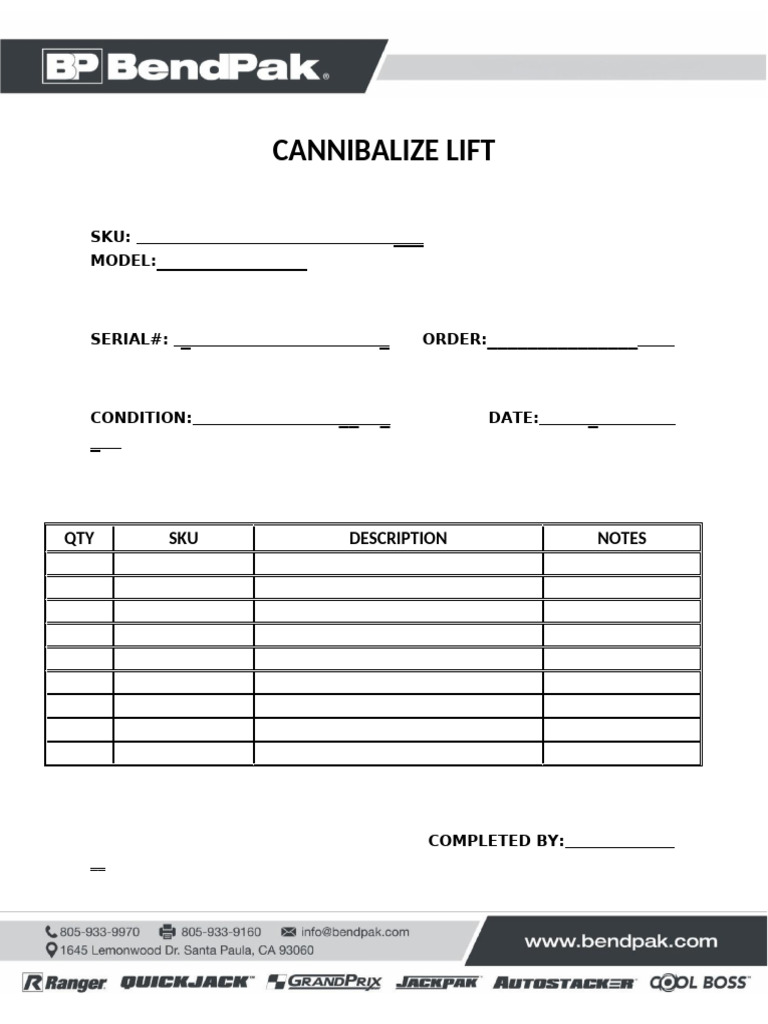 Cannibalize Form | PDF