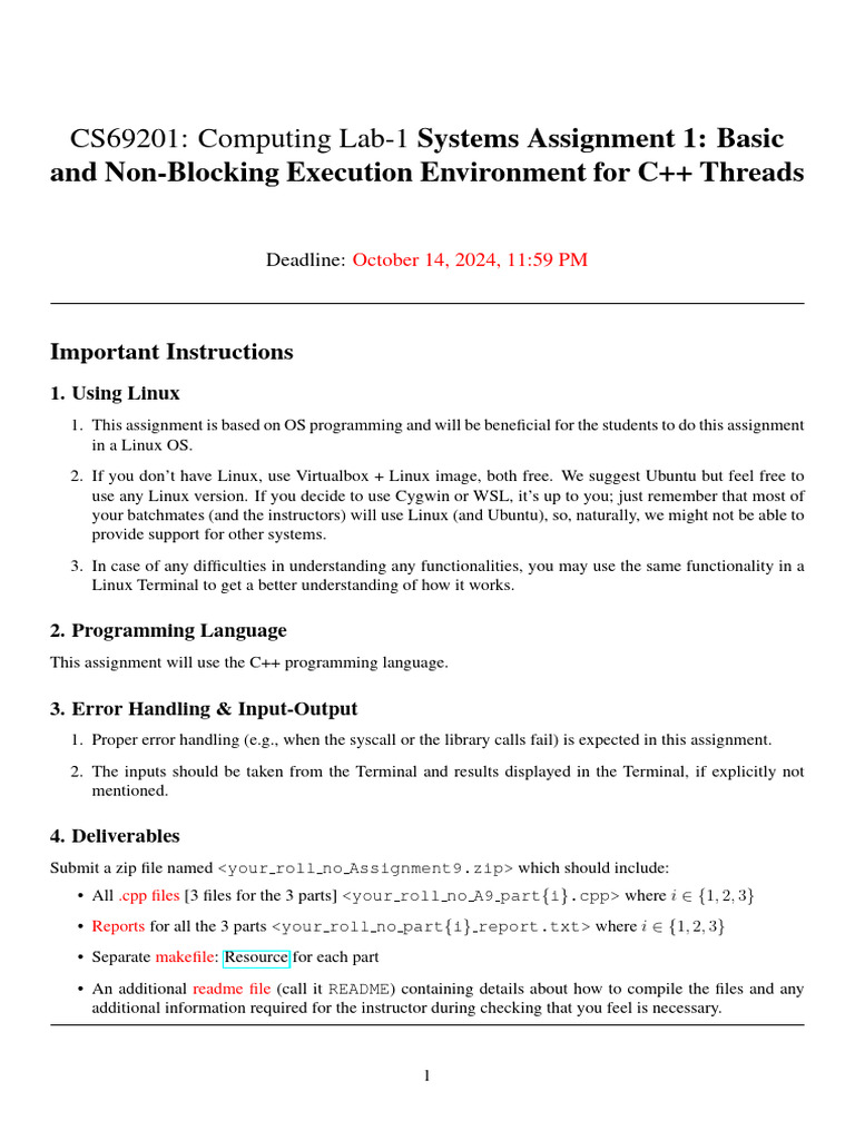 CS69201_week9 | PDF | Thread (Computing) | C++