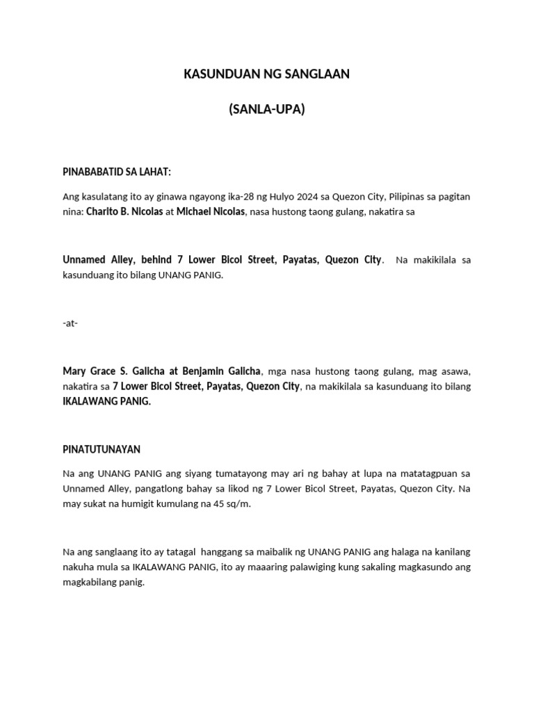 Kasunduan NG Sanglaan | PDF