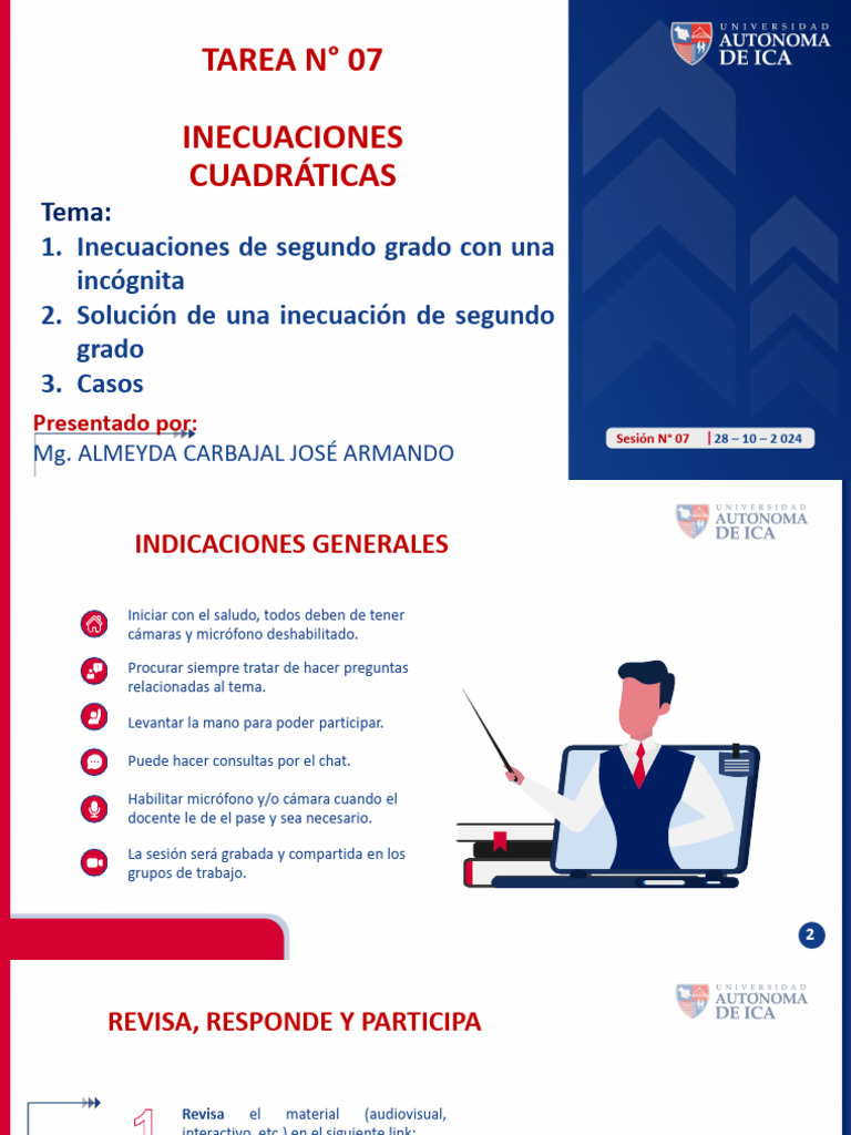 Tarea #07-Inecuaciones Cuadráticas | PDF