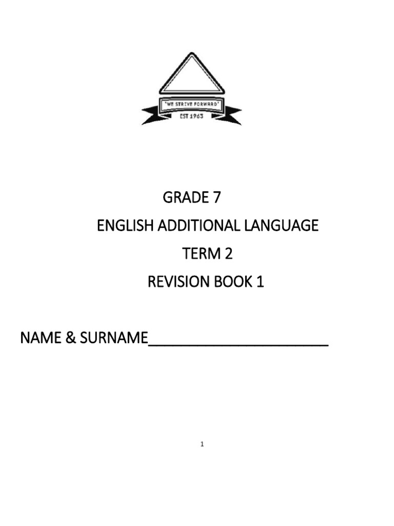 Grade 7 - English FAL Workbook Term 2 No 1 | PDF | Adverb | Adjective