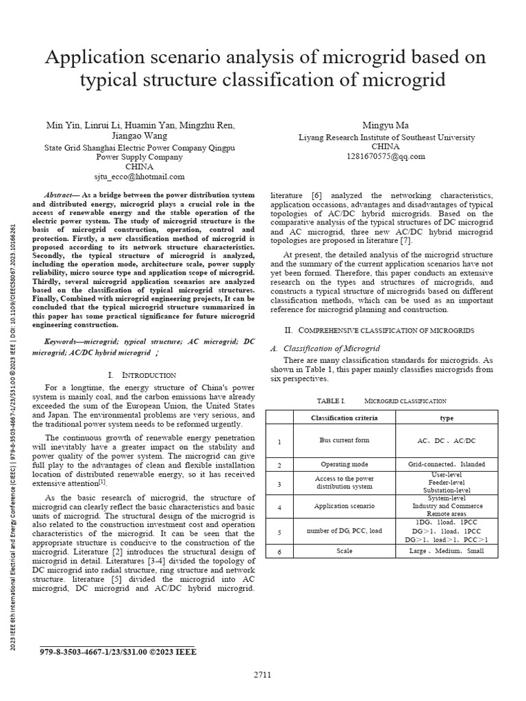 Application Scenario Analysis of Microgrid Based On Typical Structure ...