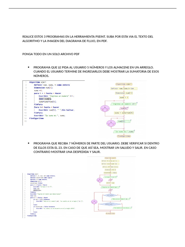 Realice Estos 3 Programas en La Herramienta Pseint | PDF | Informática