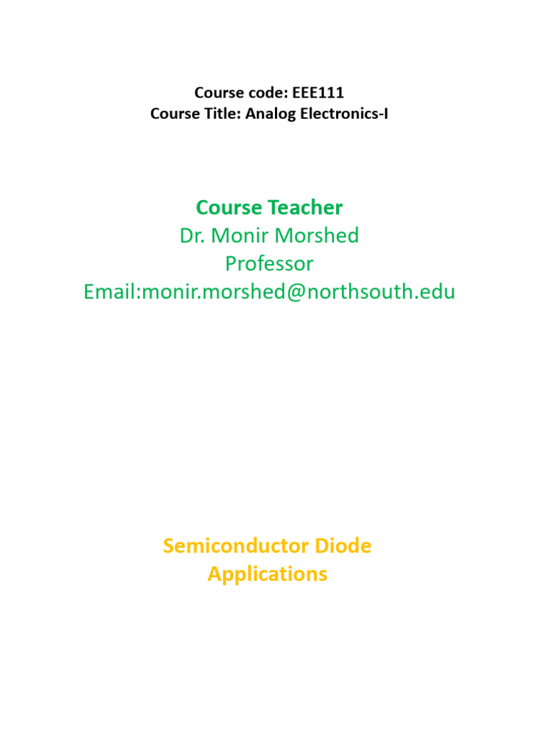 Lecture-04 | PDF | Rectifier | Diode Lecture-04 | PDF | Rectifier | Diode