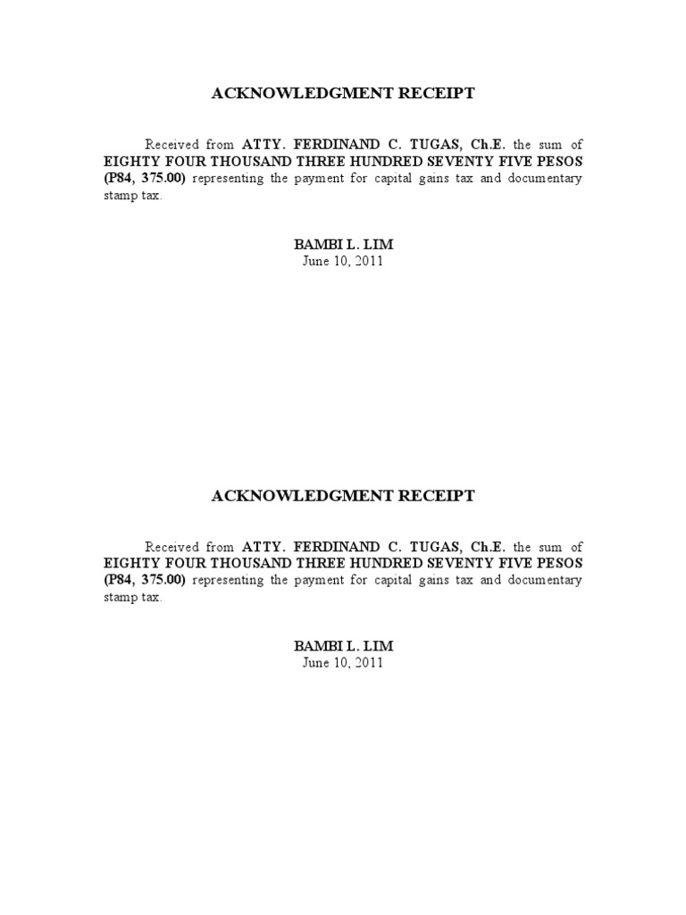 Acknowledgment Receipt for Tax Payment | PDF