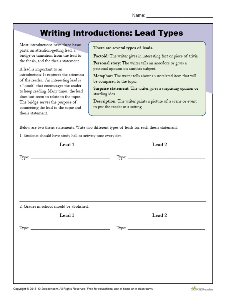 Writing Introductions Lead Types | PDF | Human Communication