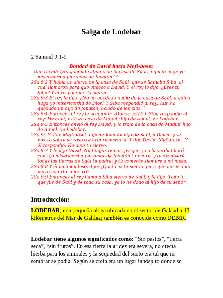 Salga de Lodebar | PDF | Saulo | David