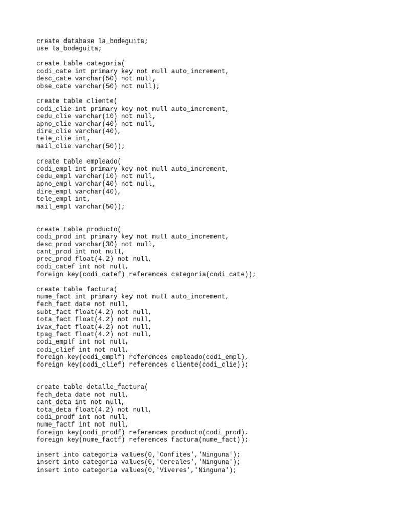 Script Facturacion | PDF | Bases de datos | Modelo de datos