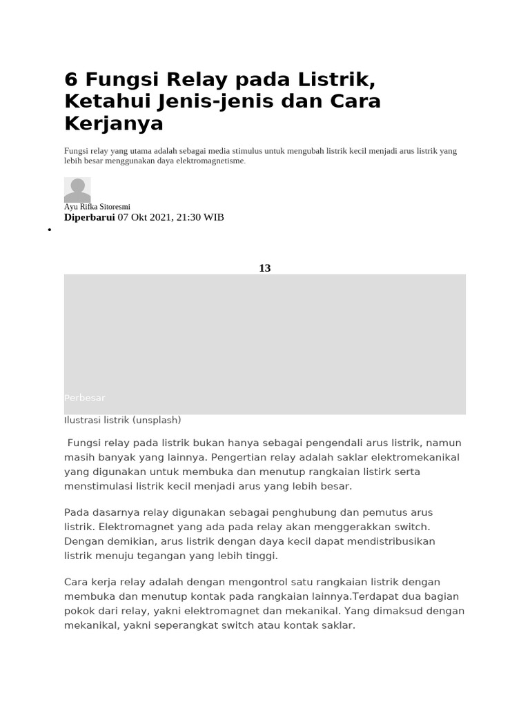 6 Fungsi Relay Pada Listrik | PDF | Sains & Matematika