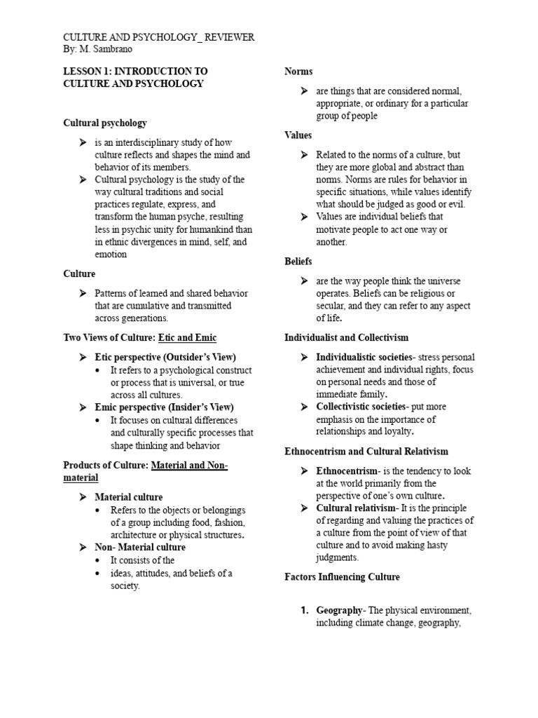 CULTURAL-PSYCHOLOGY | PDF | Emotions | Mental Disorder