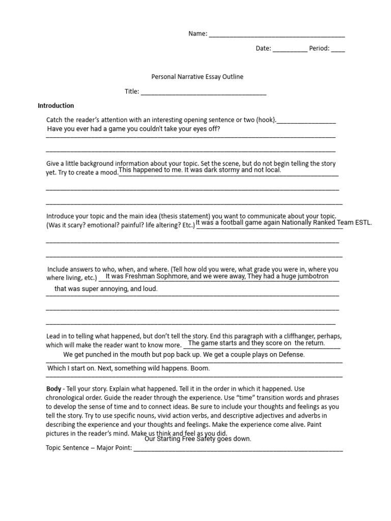 Kami Export - Kaleb Ingram - Narrative Essay Outline-3-6-8 | PDF ...