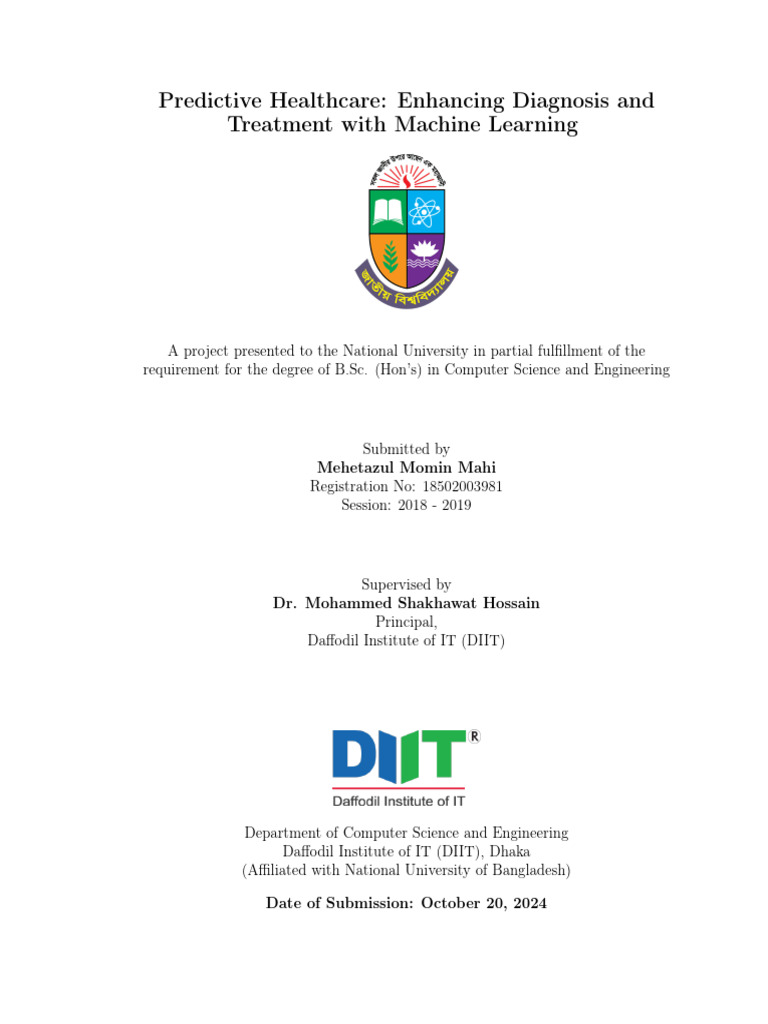 Predictive Health Care-Enhancin Diagnosis and Treatment With Maching ...