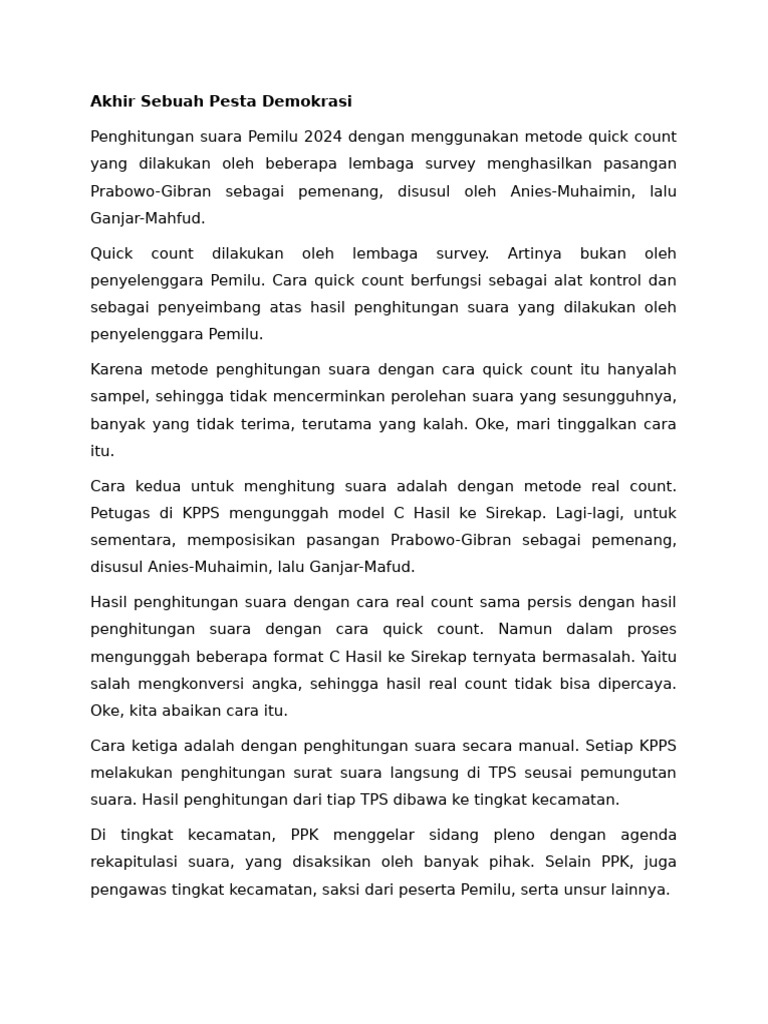 Akhir Sebuah Pesta Demokrasi | PDF