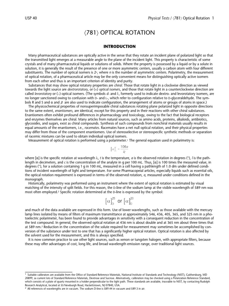 Specific Rotation - Polarimeter | PDF | Chirality (Chemistry) | Chemistry