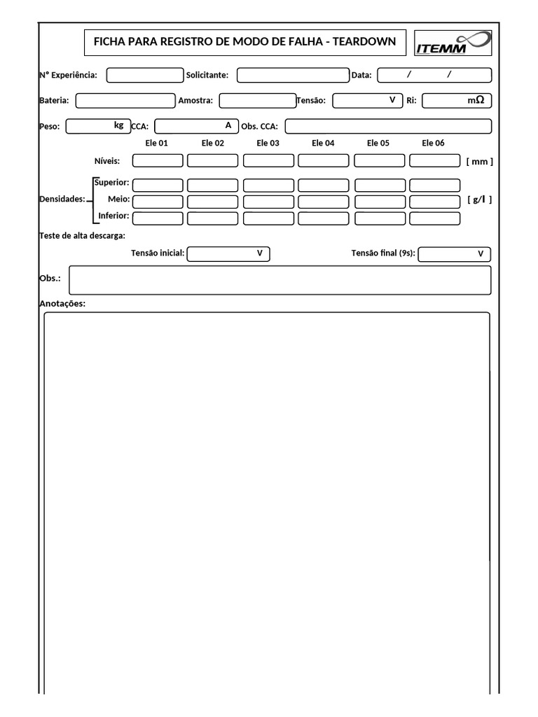 Formulário TearDown | PDF