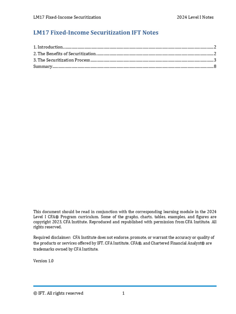 LM17 Fixed-Income Securitization IFT Notes | PDF | Securitization ...