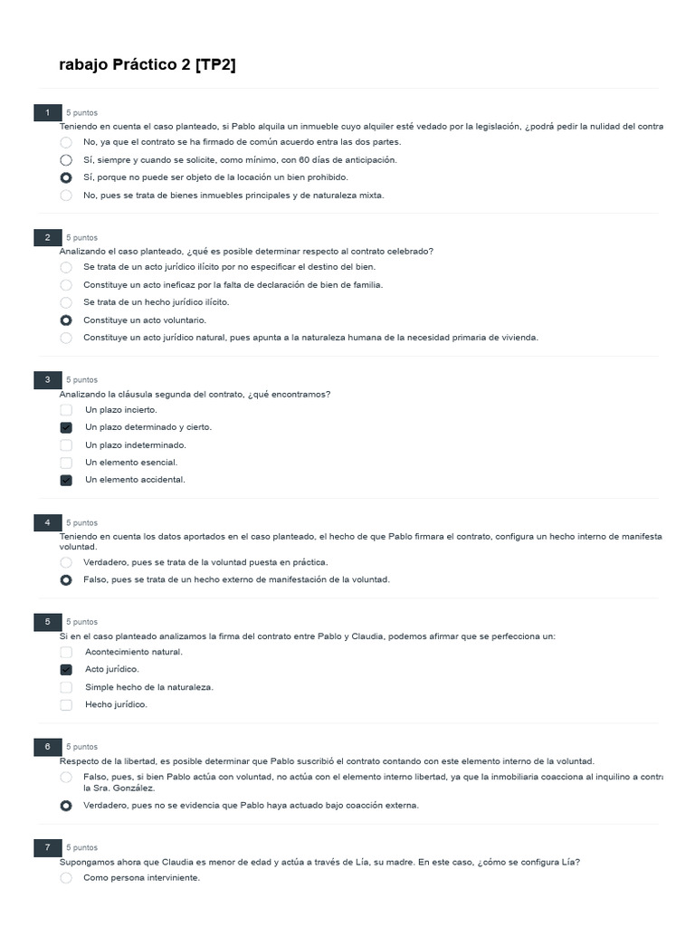 Trabajo Práctico 2 Intento 1. 85% | PDF | Intención (Derecho Penal)