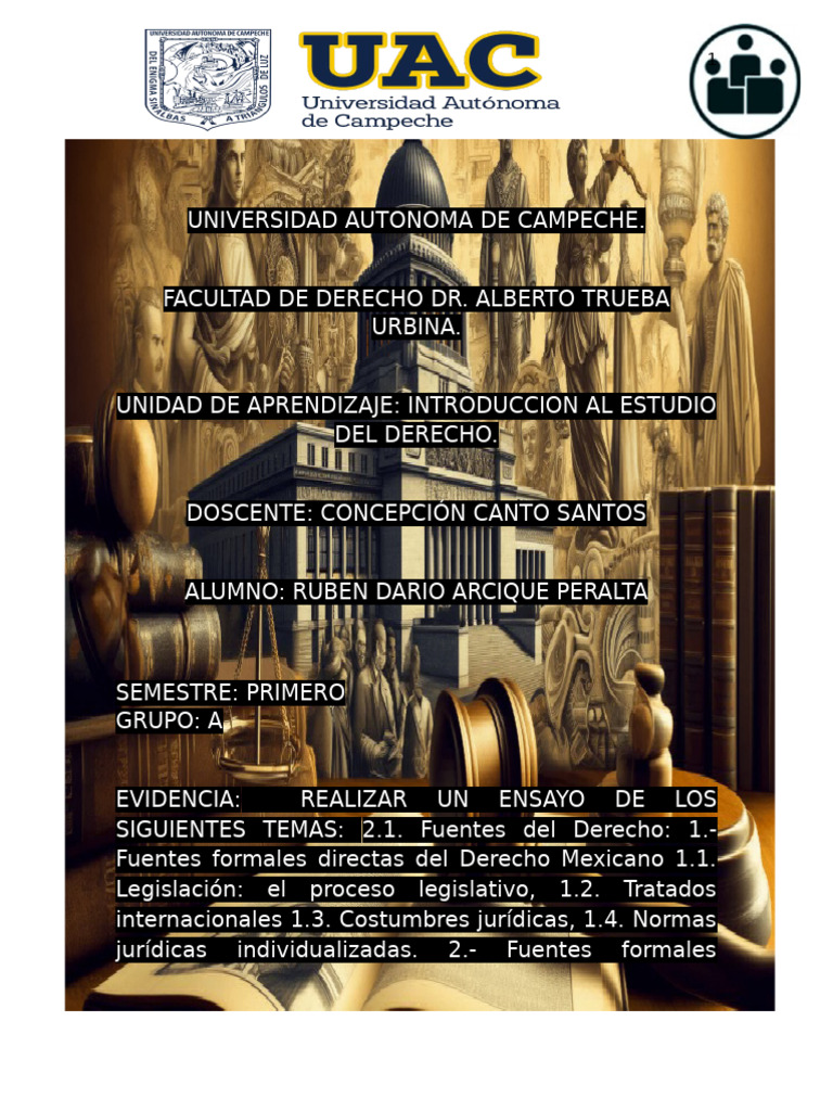 ENSAYO SOBRE - Fuentes Formales Directas Del Derecho Mexicano, Y ...