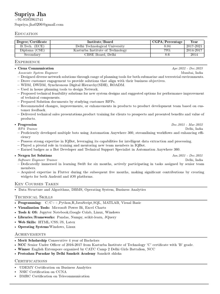 Supriya Resume 1 1 | PDF | Software Engineering | Computer Science