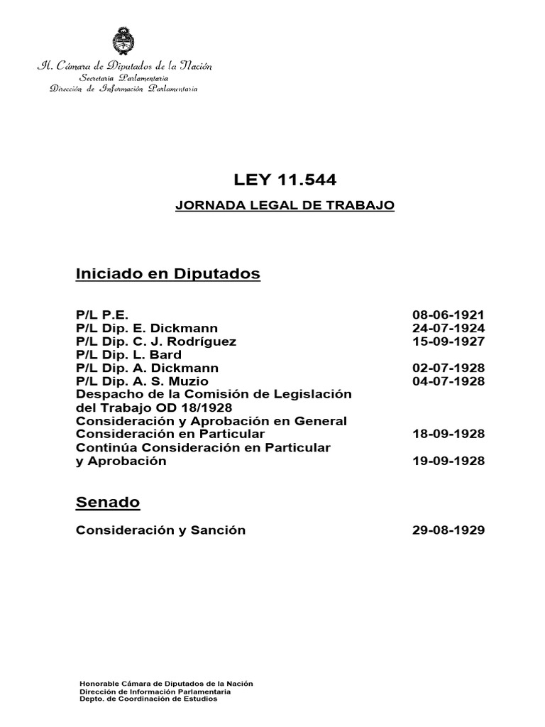 Ley 11544 Debate Jornada Legal de Trabajo | PDF | Justicia | Crimen y ...