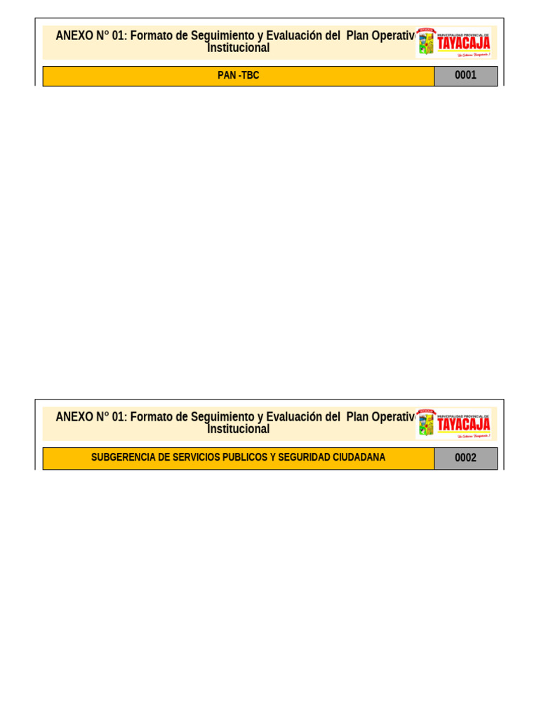 Formato de Evaluación del Plan Operativo | PDF | Saneamiento | Turismo