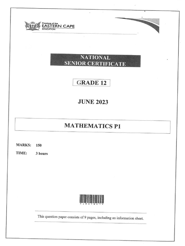 2023 Grade 12 Maths June Paper 1 | PDF