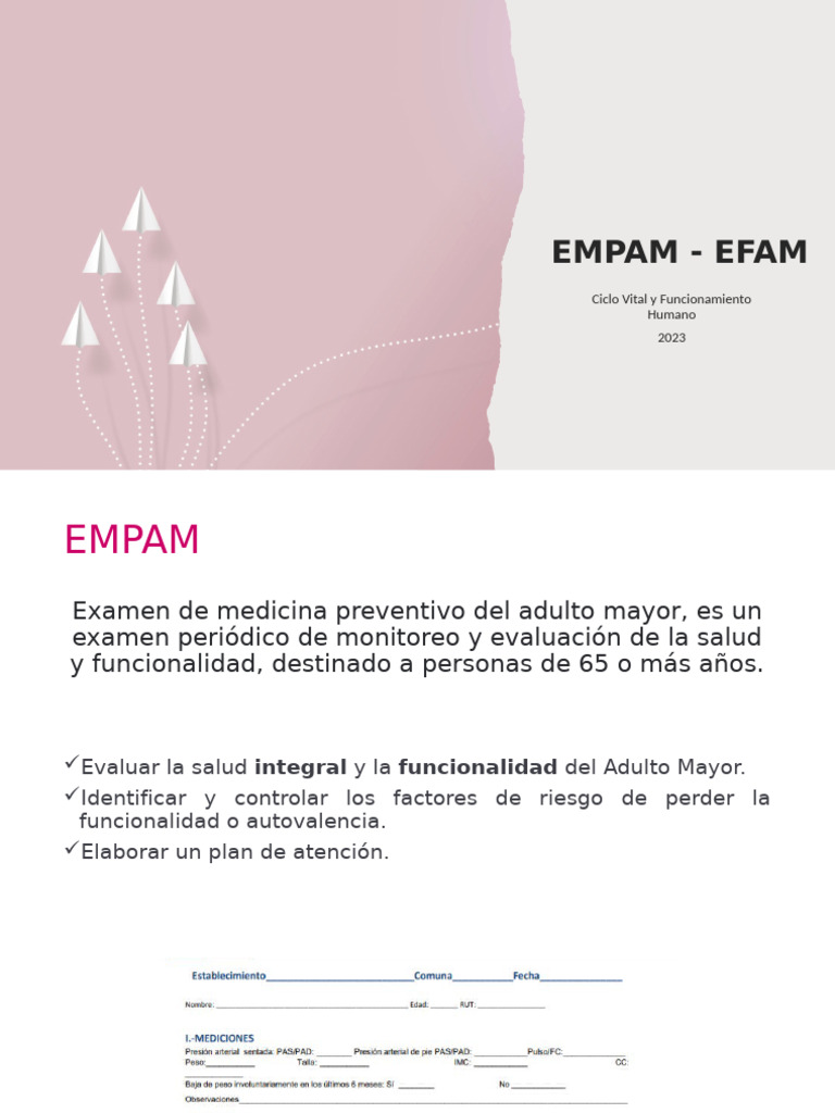 Examen EMPAM y EFAM para Adultos Mayores | PDF