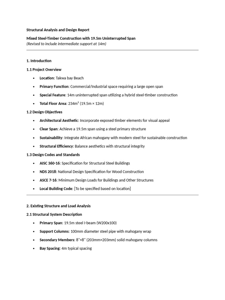 Structural Analysis and Design Report | PDF | Beam (Structure) | Lumber