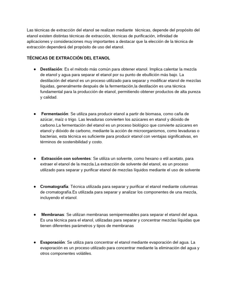 Técnicas de expresión del etanol | PDF | Etanol | Destilación Técnicas de expresión del etanol | PDF | Etanol | Destilación