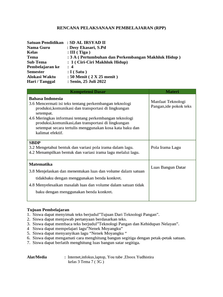 Contoh RPP | PDF | Seni & Disiplin Bahasa