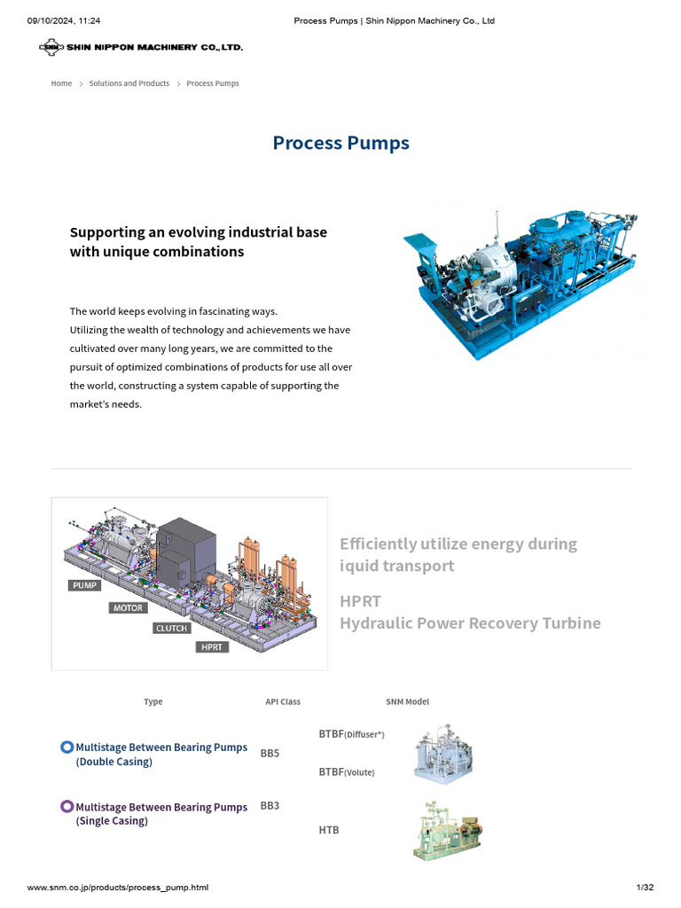 Process Pumps by Shin Nippon Machinery | PDF | Bearing (Mechanical) | Pump