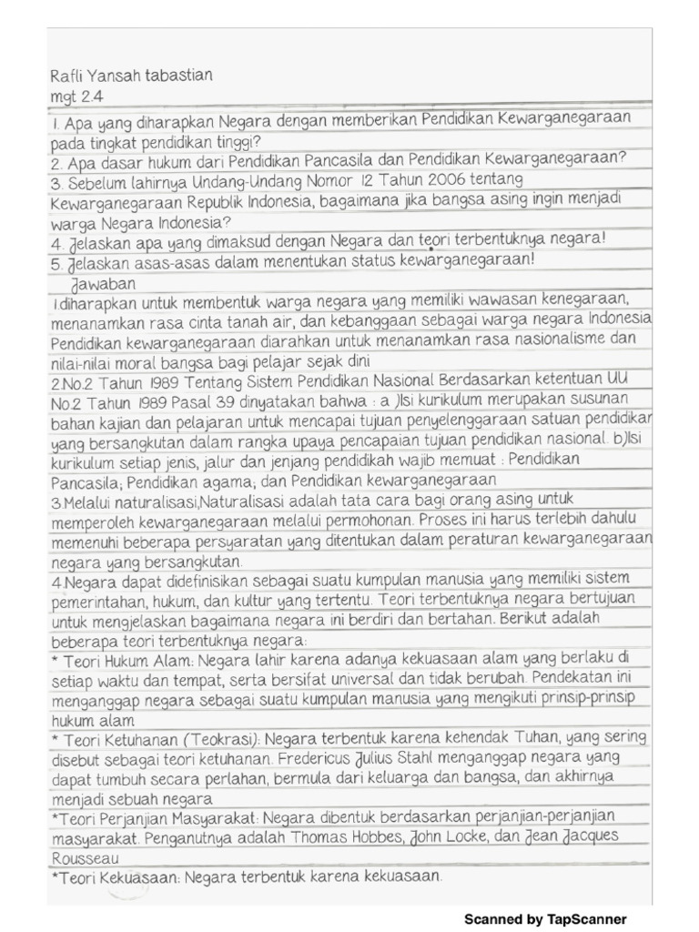 Uts Pendidikan Kewarganegaraan 2.4 | PDF