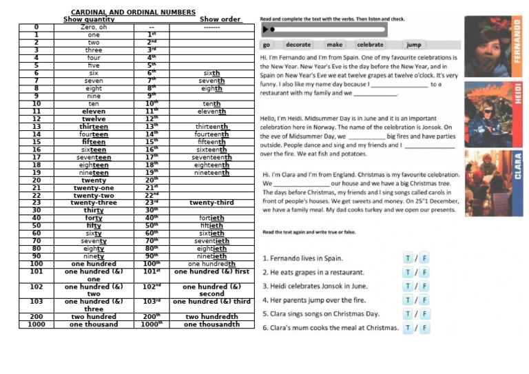Cardinal Ordinal Numbers - 61468 | PDF