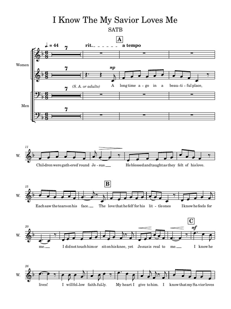 Savior Loves Me Lyrics PDF | PDF | Singing | Vocal Music