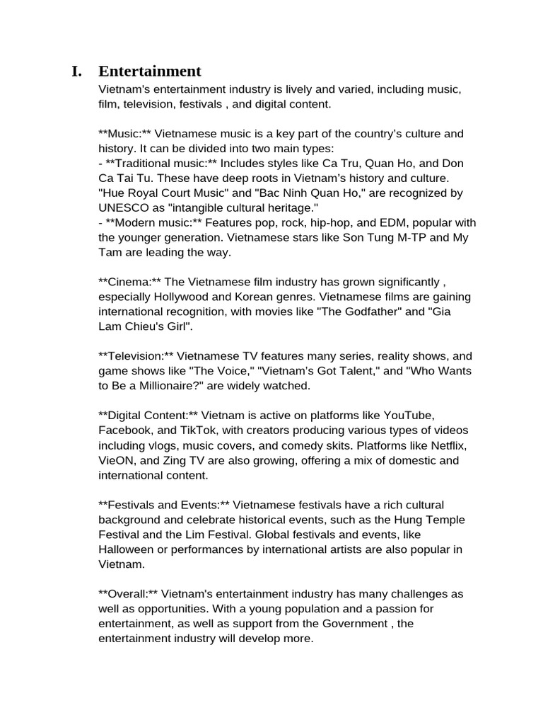 Entertainment | PDF | Vietnam | Entertainment