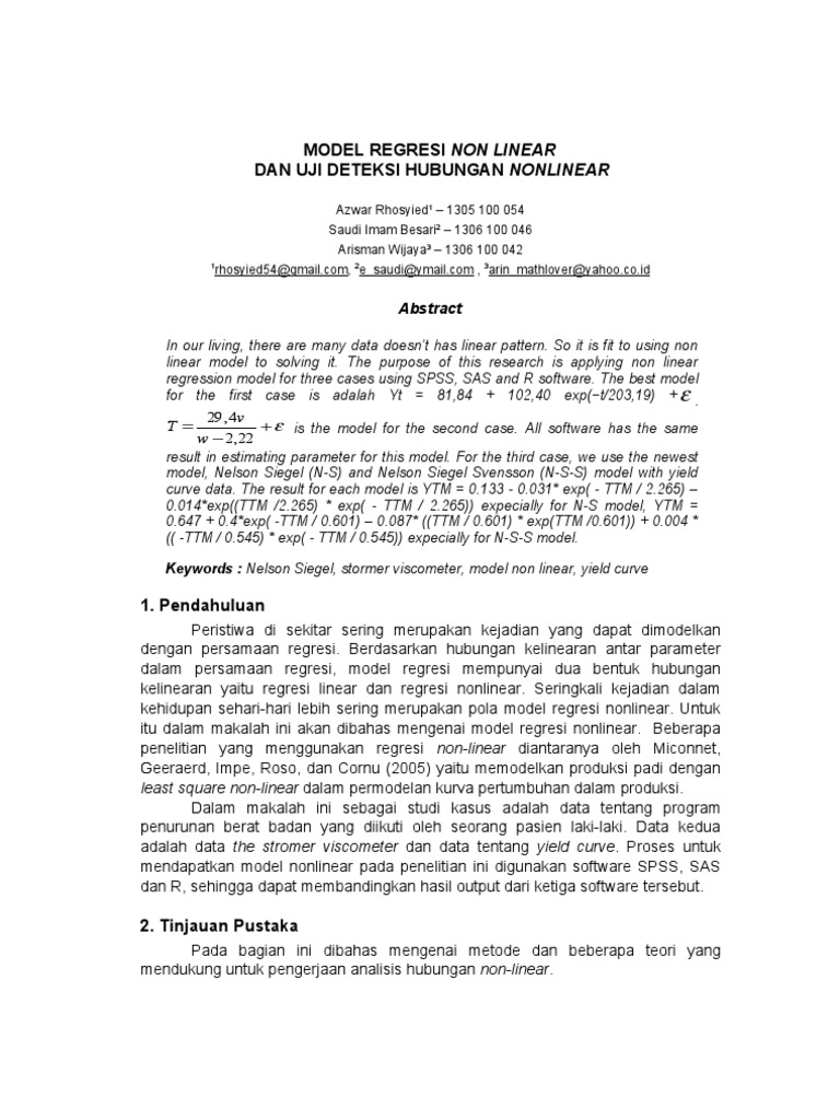 Model Regresi Non Linear | PDF