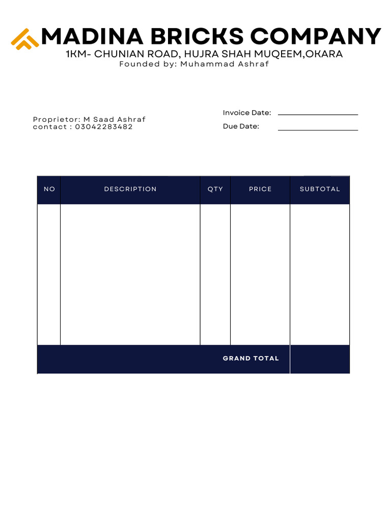 Modern Contractor Invoice (Printable) | PDF