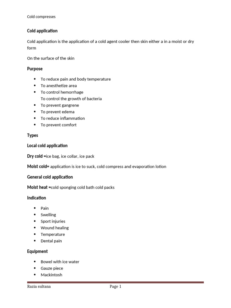 Fon 1 Cold Application | PDF | Edema | Hypothermia