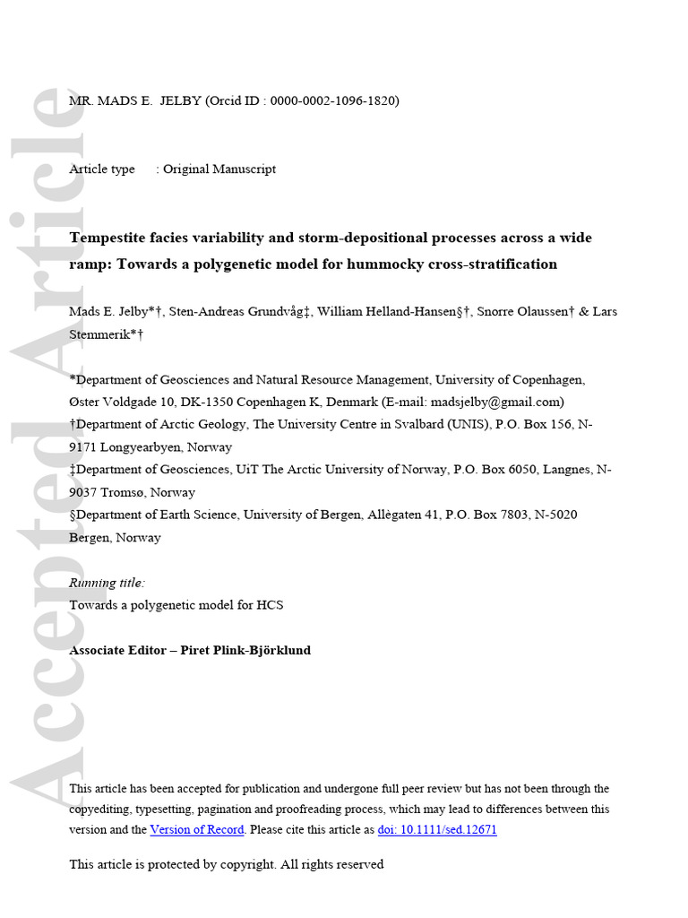 Tempestite Facies Variability and Storm-Depositional Processes Across A ...