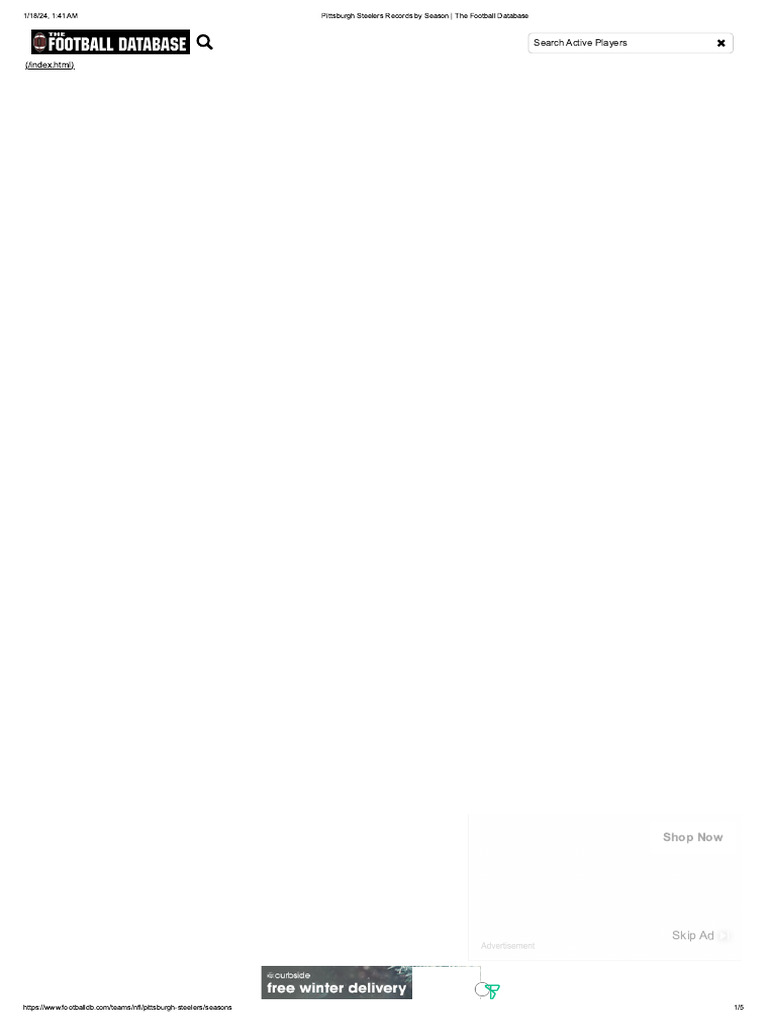 Pittsburgh Steelers Records by Season - The Football Database | PDF